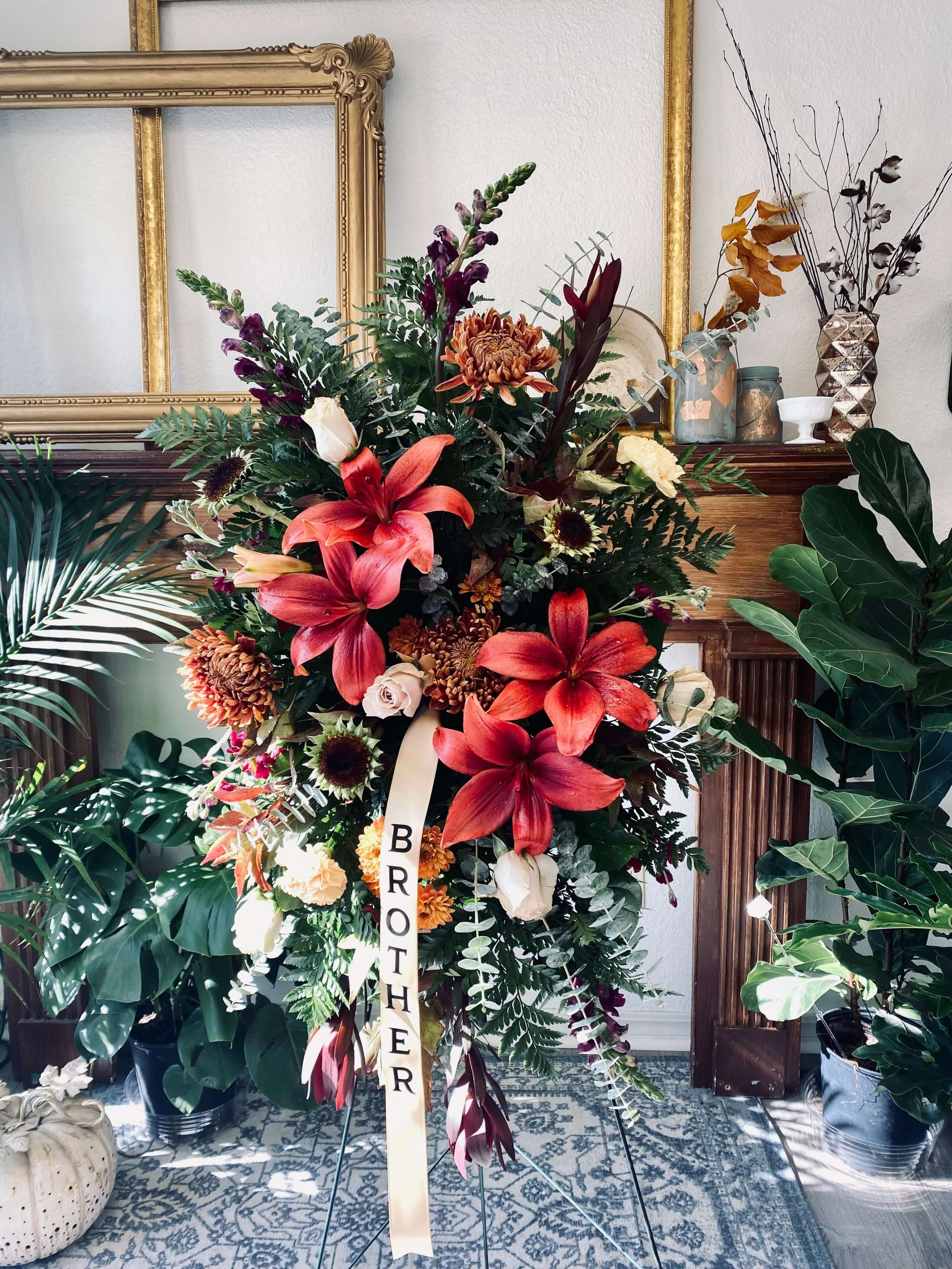 The Perfect Memorial Easel Flowers | Dahlia Floral Design